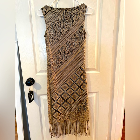 sassy | Dresses | Sassy Size Small Black And Gold Lace Fringe Cocktail ...